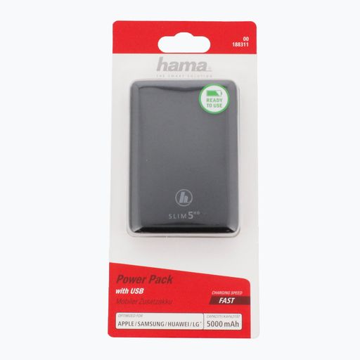 Powerbank Hama Slim 5HD Power Pack 5000 mAh czarny 1883110000 - Sportano.pl