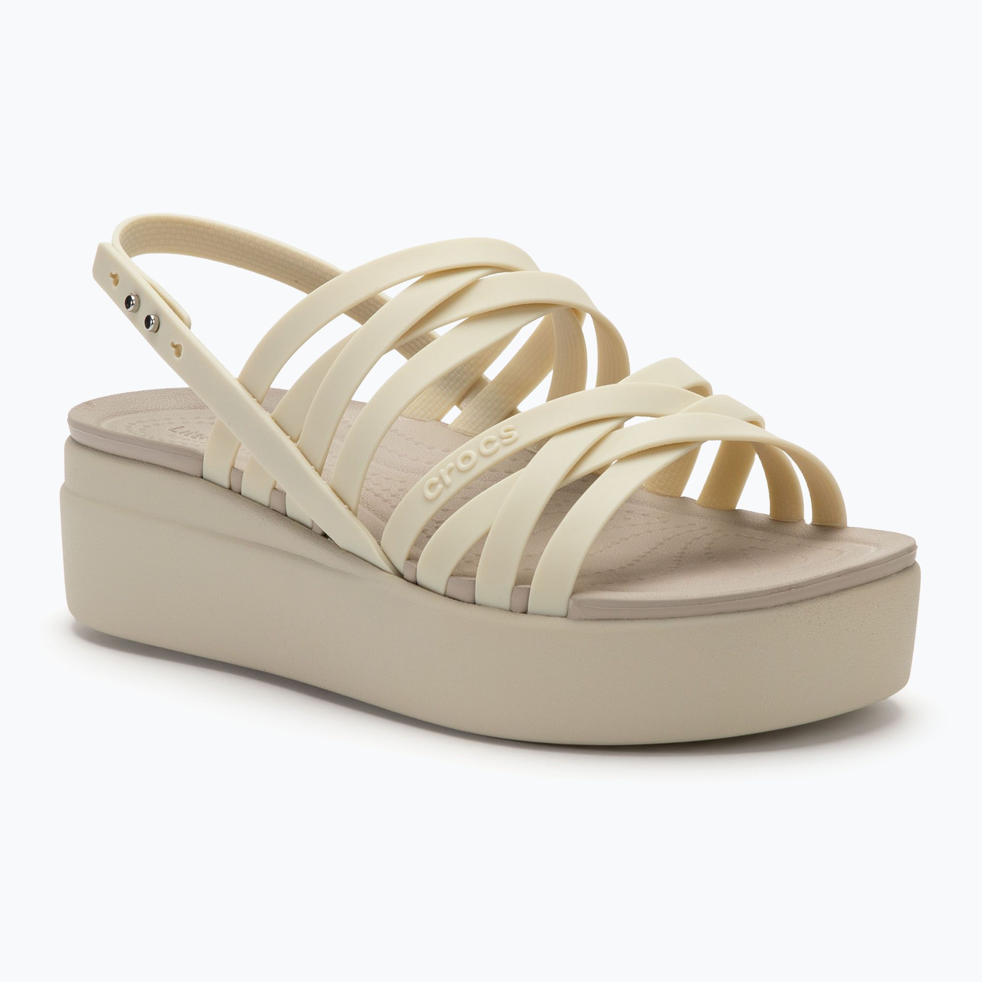 Sandały damskie Crocs Brooklyn Strappy Low Wedge bone (206751-2Y2 ...