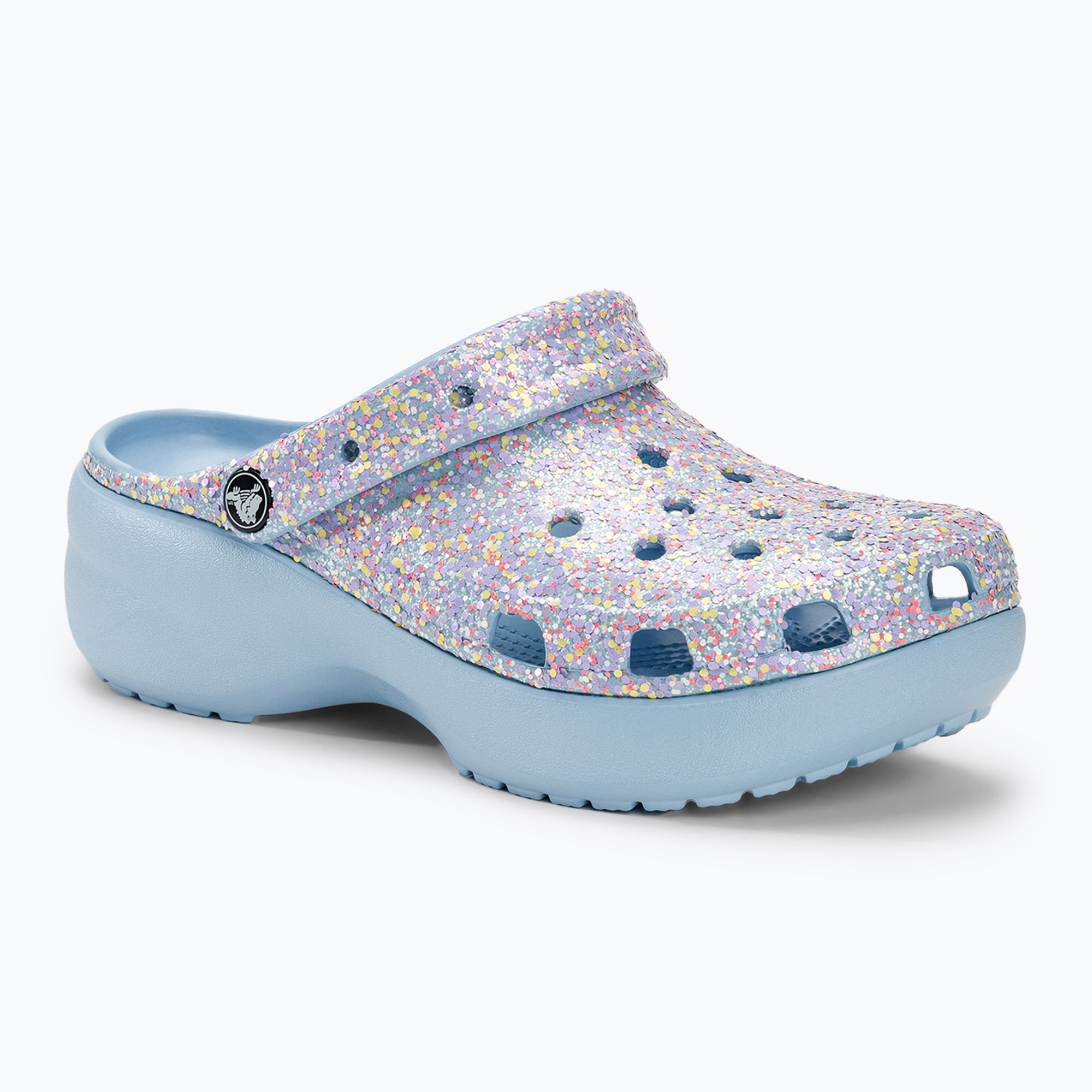 Klapki damskie Crocs Classic Platform Glitter blue calcite/multi ...