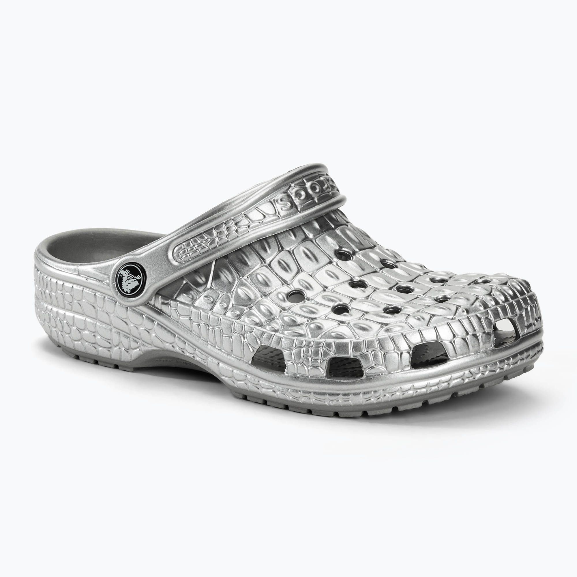 Klapki Crocs Classic Metallic Crocskin silver (209093) - Sportano.pl
