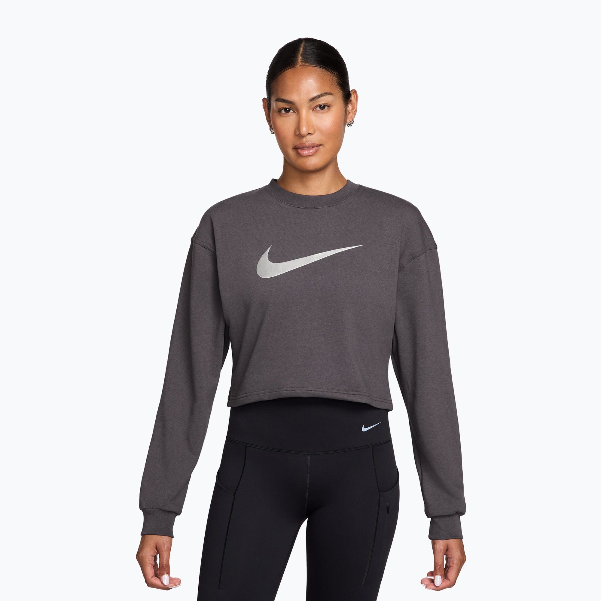 Bluza treningowa damska Nike Pro Dri-Fit Crew Neck thunder grey ...