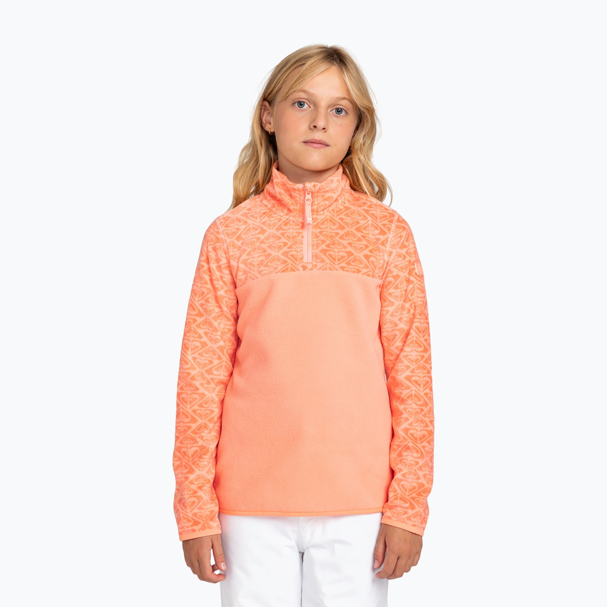 Bluza dziecięca ROXY Whitecamp Half Zip Girl peach pink roxygram tonal ...