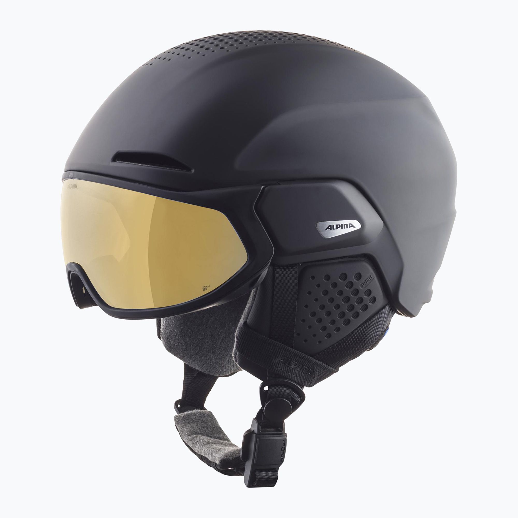 Kask narciarski Alpina Alto Q-Lite black matt/gold mirror - Sportano.pl