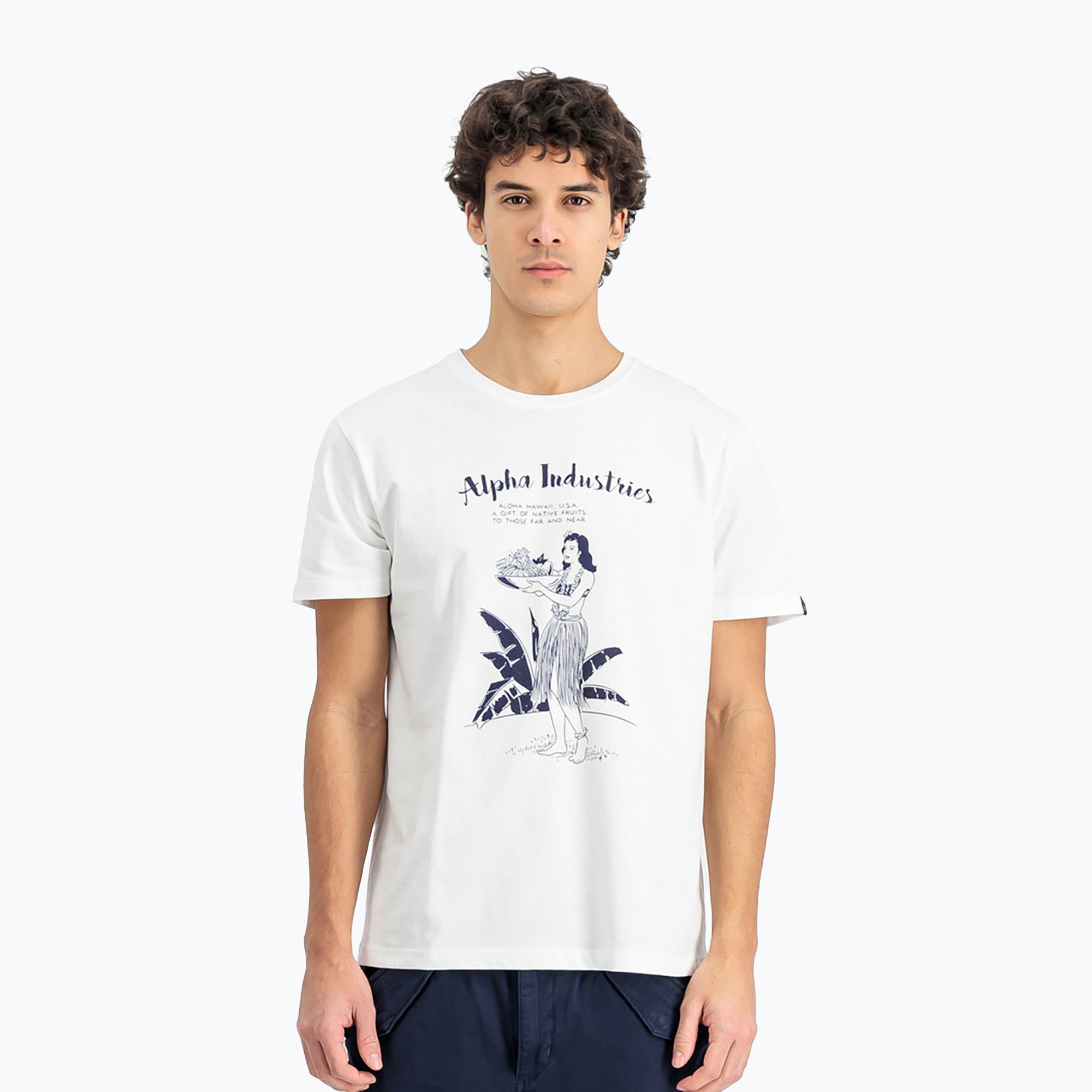 Koszulka męska Alpha Industries Hawaii white (156525) - Sportano.pl