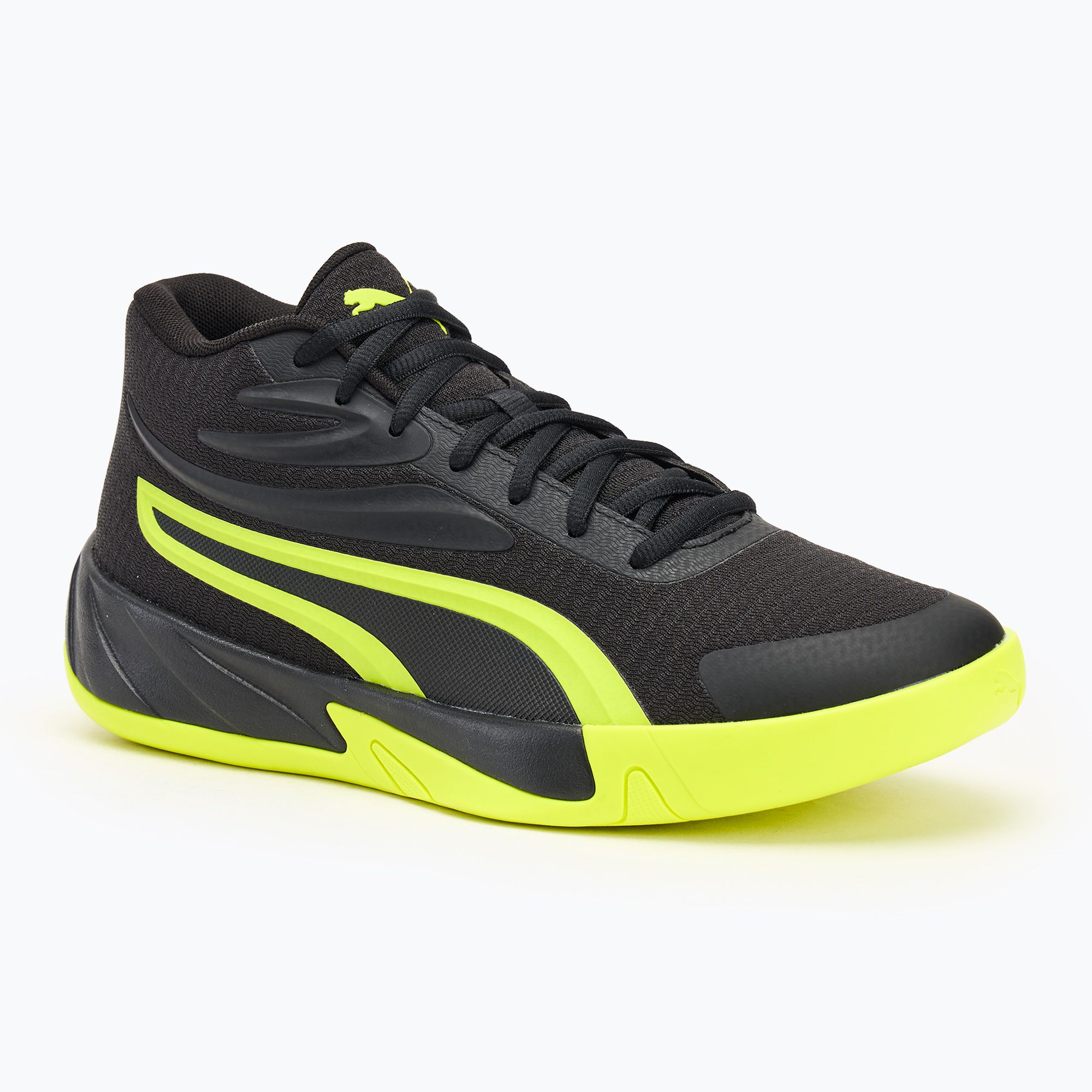 Buty do koszykówki męskie PUMA Court Pro puma black/electric lime ...