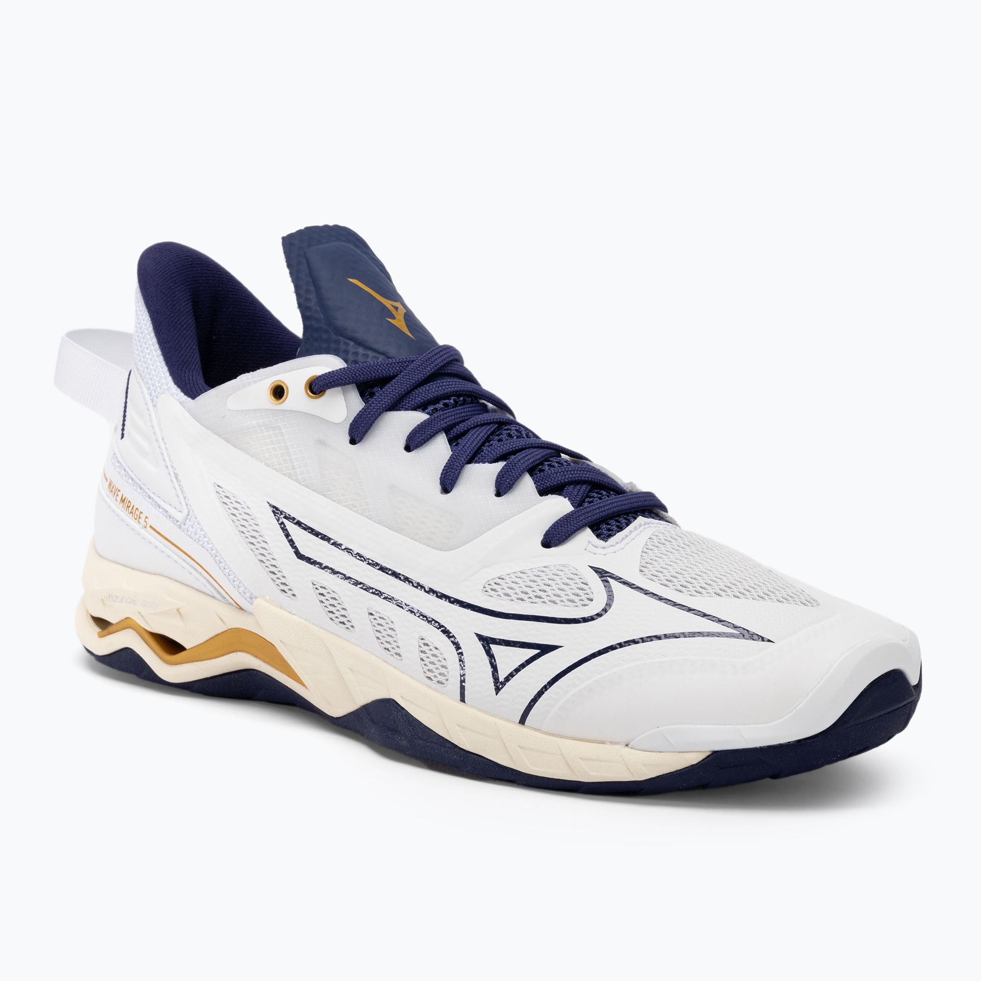 Buty do piłki ręcznej Mizuno Wave Mirage 5 white/blue ribbon/mp gold ...