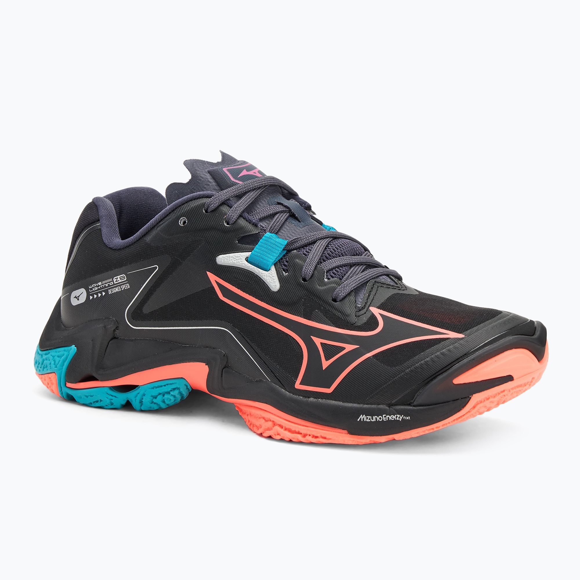 Buty do siatkówki Mizuno Wave Lightning Z8 black/neon flame/peacock blue (V1GA240006) - Sportano.pl