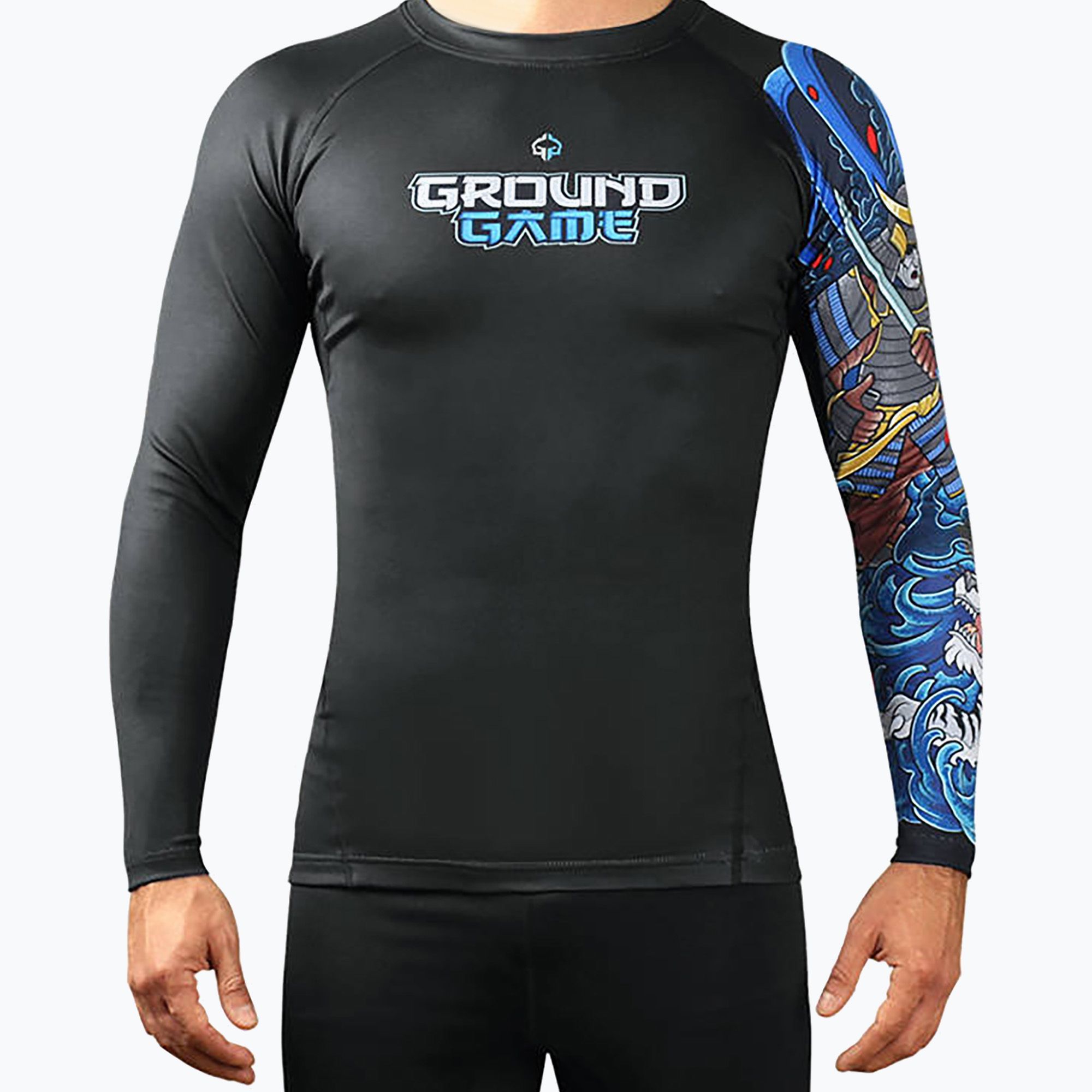 Rashguard męski Ground Game Yokai 3.0 czarno/niebieski (22RASHYOK3LS ...