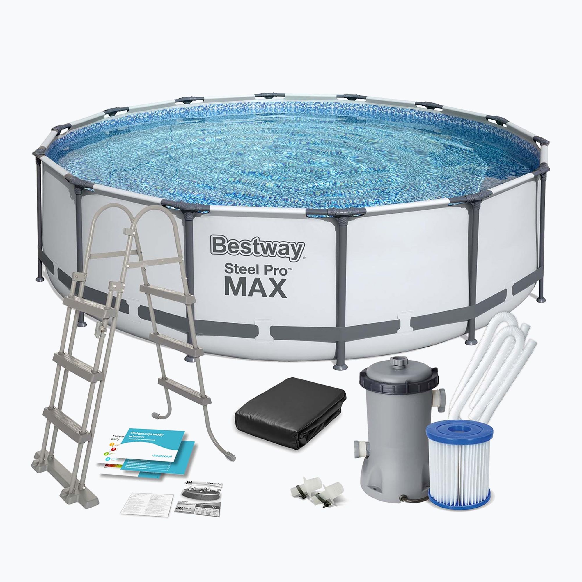 Basen stelażowy Bestway Steel Pro Max Pool Set 427 x 107 cm szary (56950) - Sportano.pl