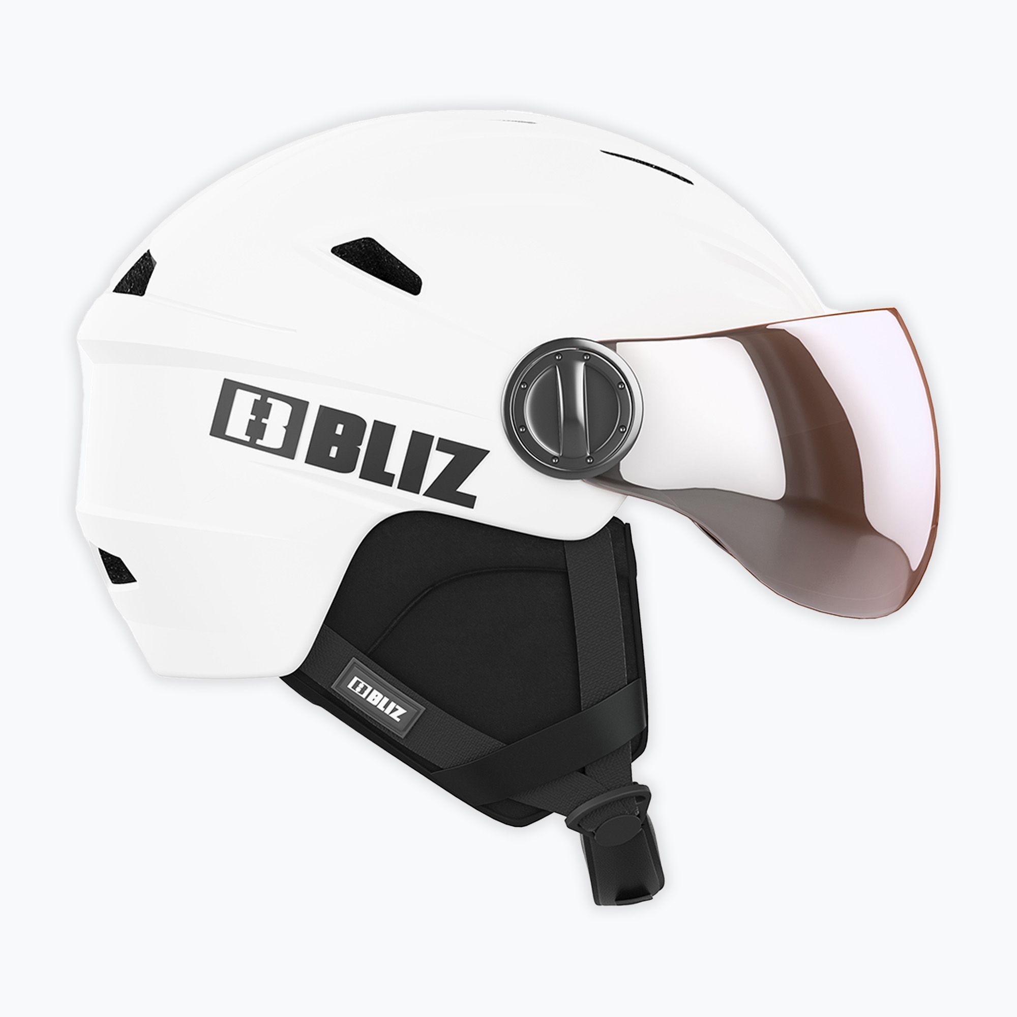 Kask narciarski Bliz Strike Visor matte white/ orange silver mirror ...
