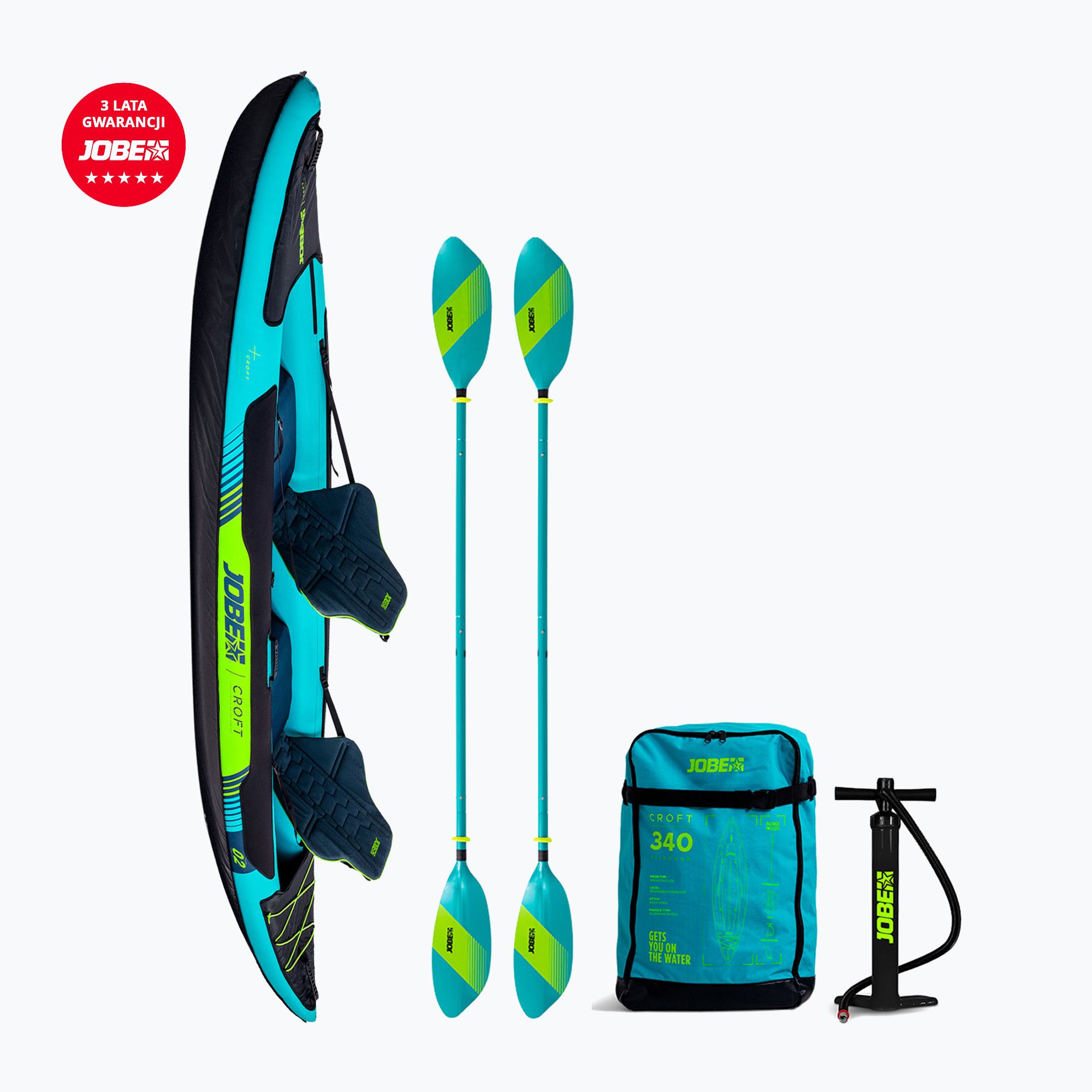 Kajak pompowany 2-osobowy JOBE Croft Inflatable Package teal 340 cm (600024001) - Sportano.pl