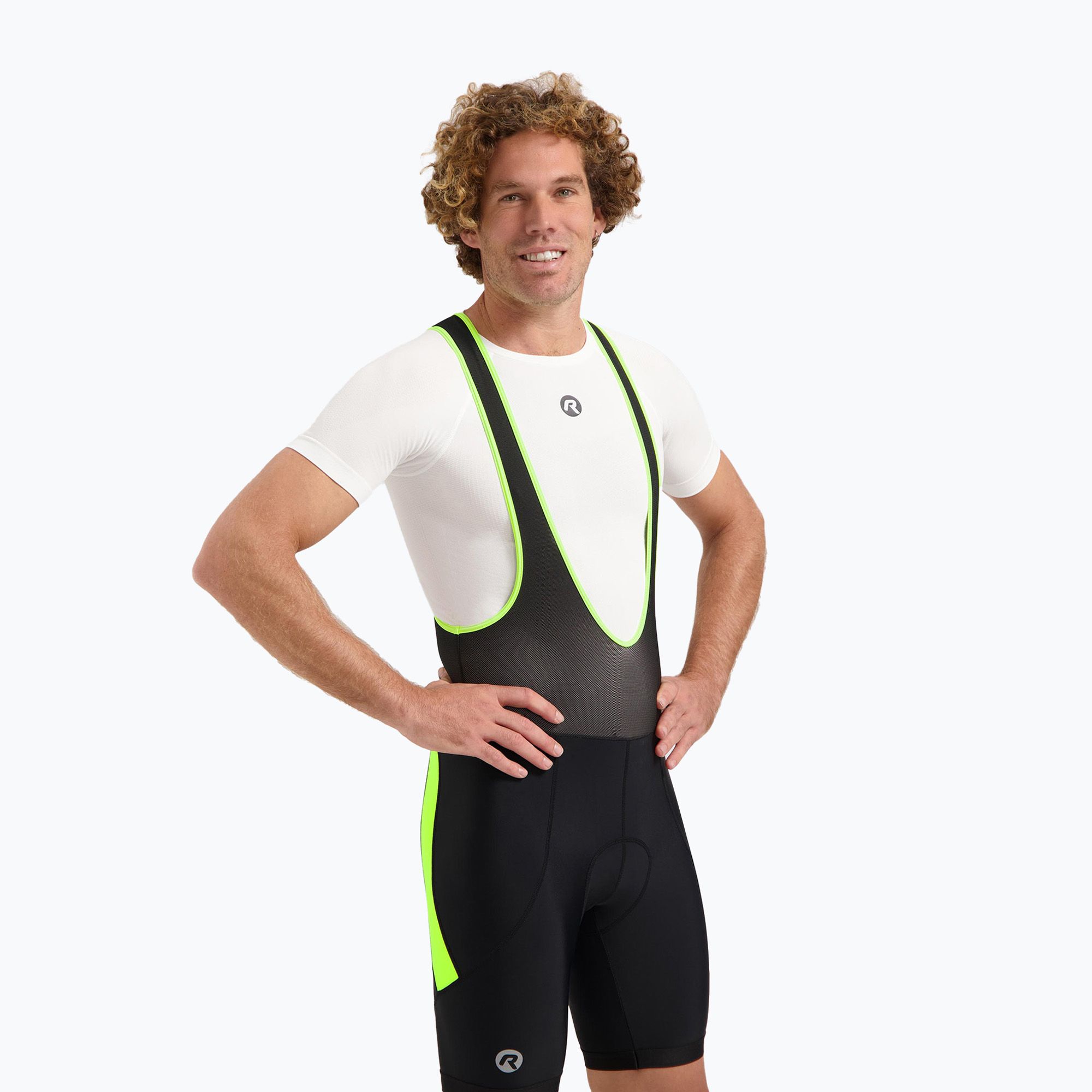 Spodenki rowerowe męskie Rogelli Core Bib Short black/fluor yellow ...